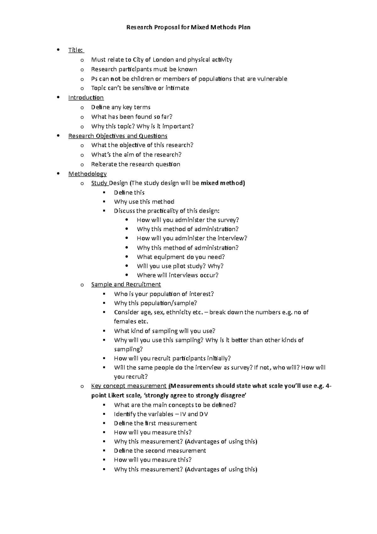 Essay Plan for Research Proposal for Mixed Methods - Research Proposal ...