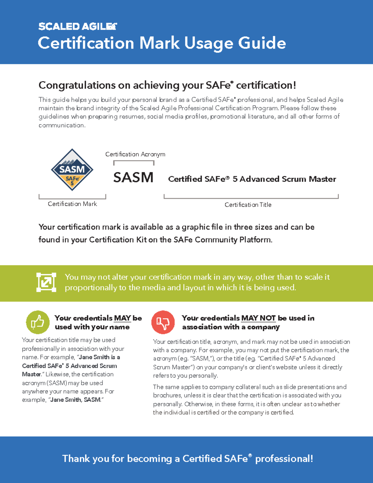 SAFe 5 Advanced Scrum Master Cert Kit (5 - Thank you for becoming a ...
