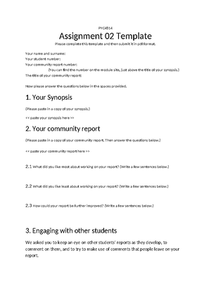 PYC4809 Assignment 02 - Assignment 02 Assignment 0 2 : Compulsory assignment for examination ...