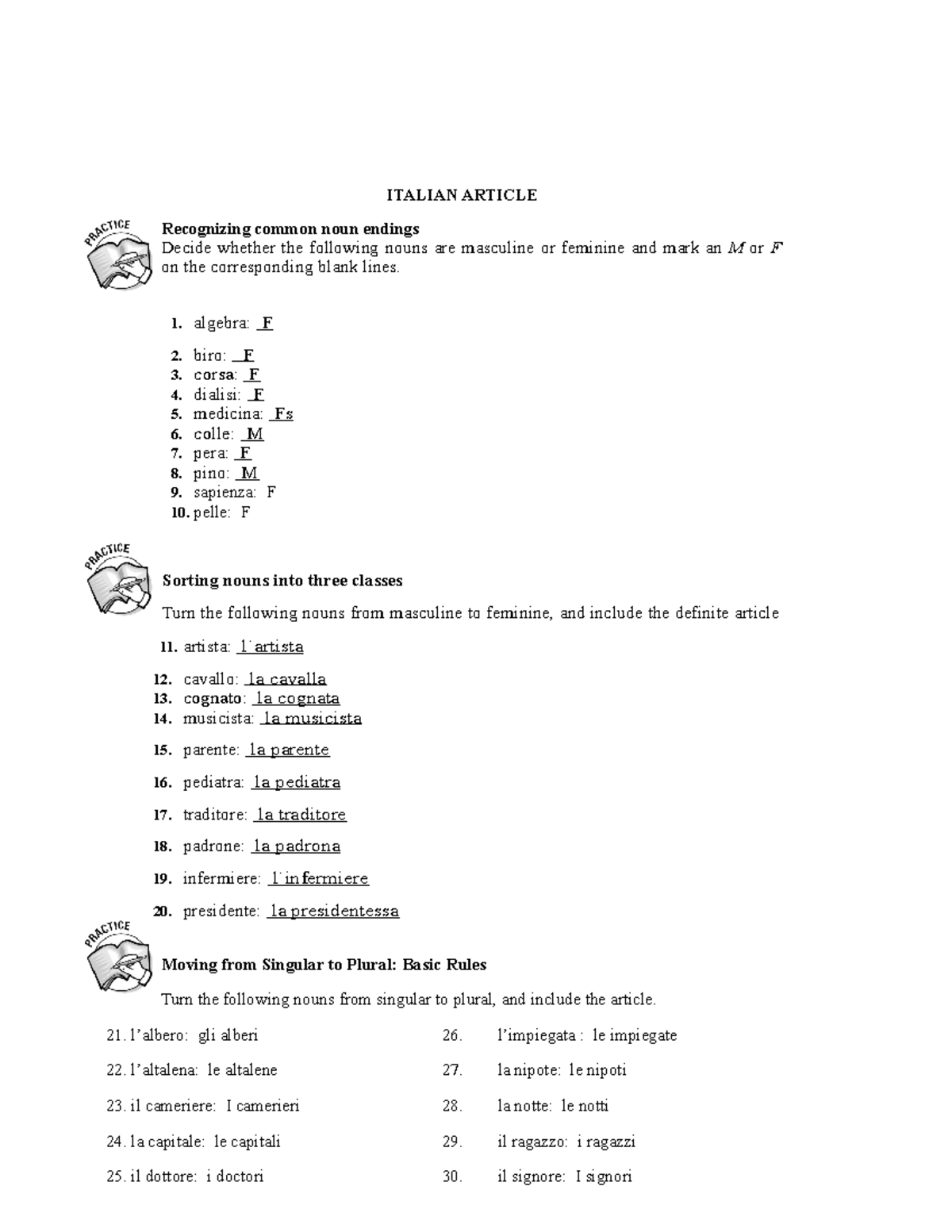 Italian Articles - Foreign Language - ITALIAN ARTICLE Recognizing ...