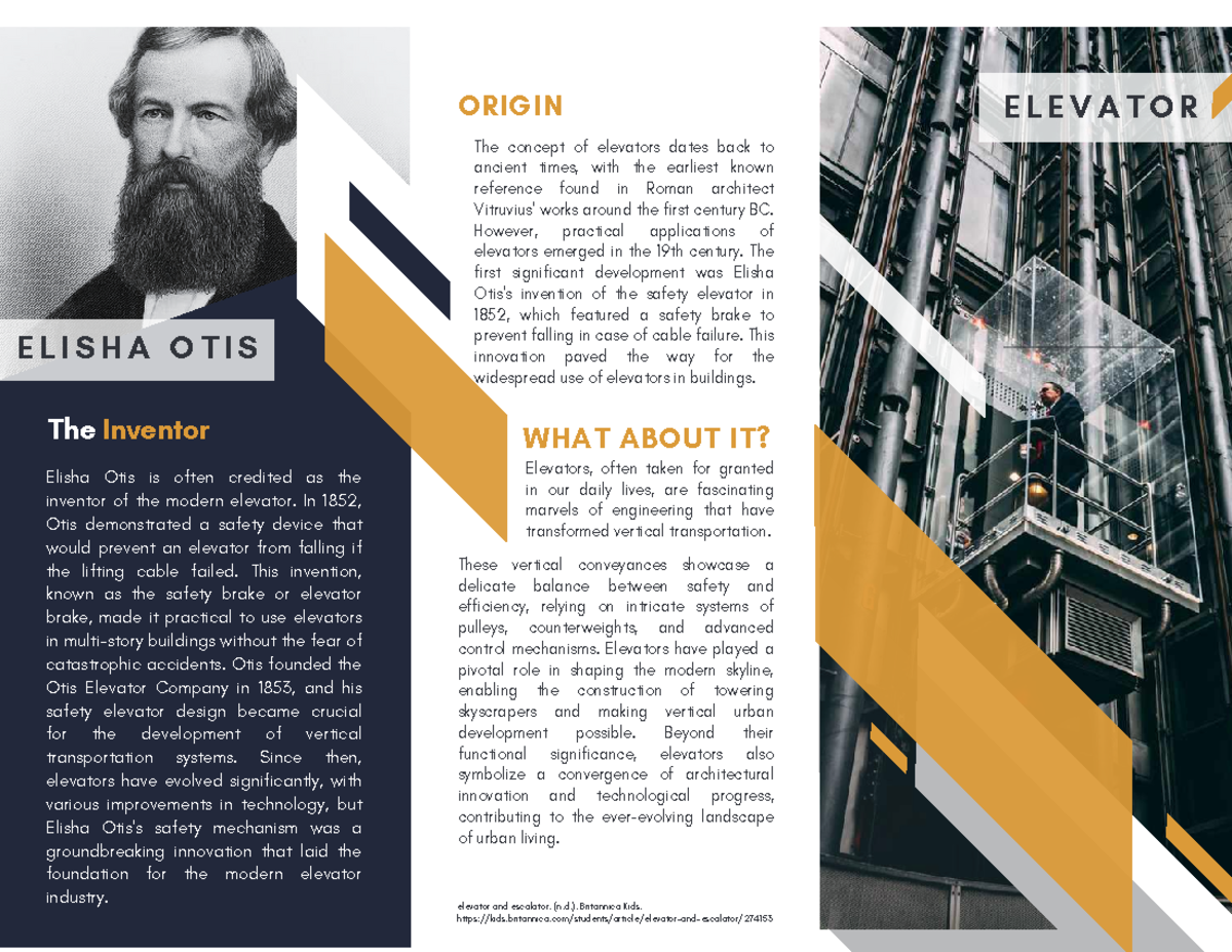 Elevator and escalator 1 - The Inventor These vertical conveyances ...