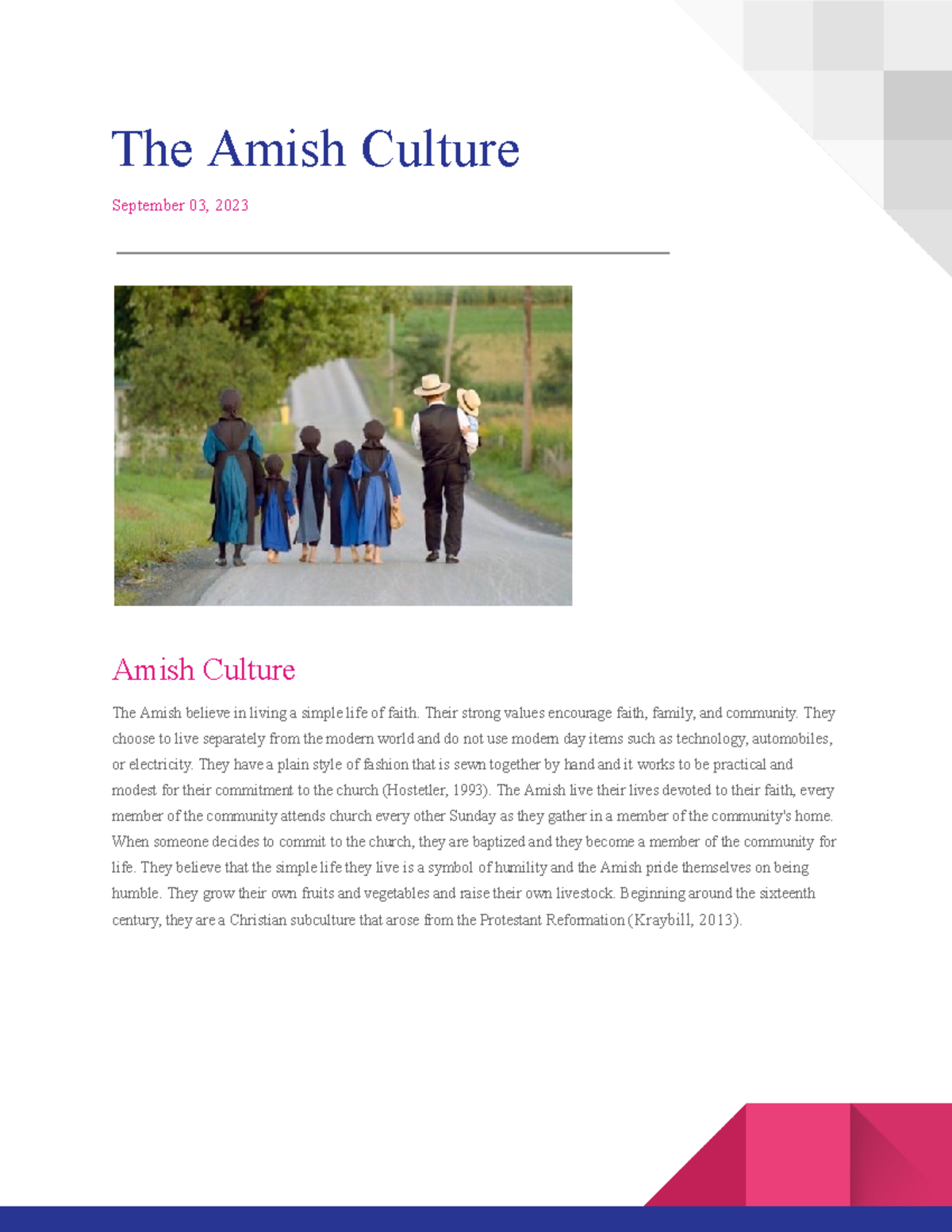 Newsletter - Grade A - The Amish Culture September 03, 2023 Amish ...