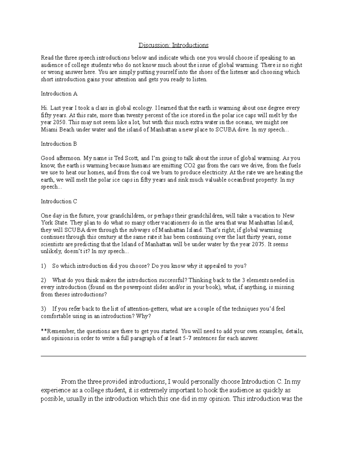 SPC2017 Discussion Introductions - Discussion: Introductions Read the ...