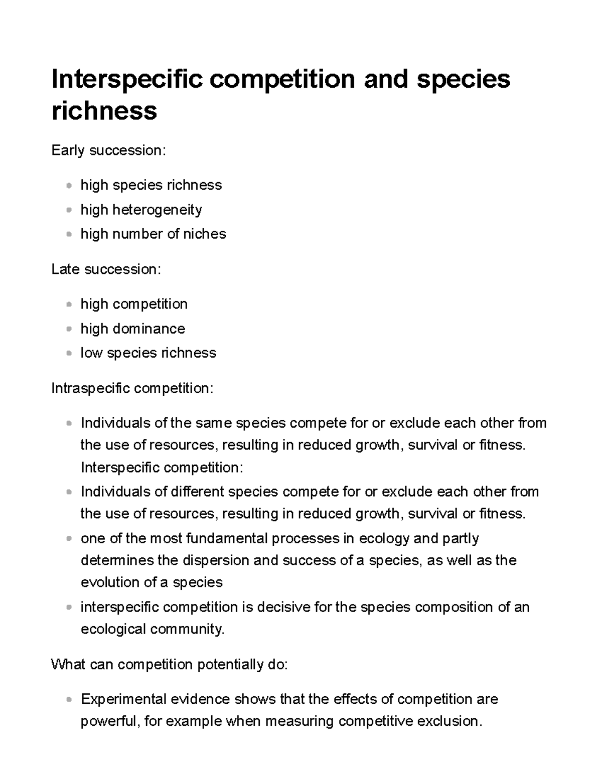 Interspecific competition and species richness - Interspecific ...
