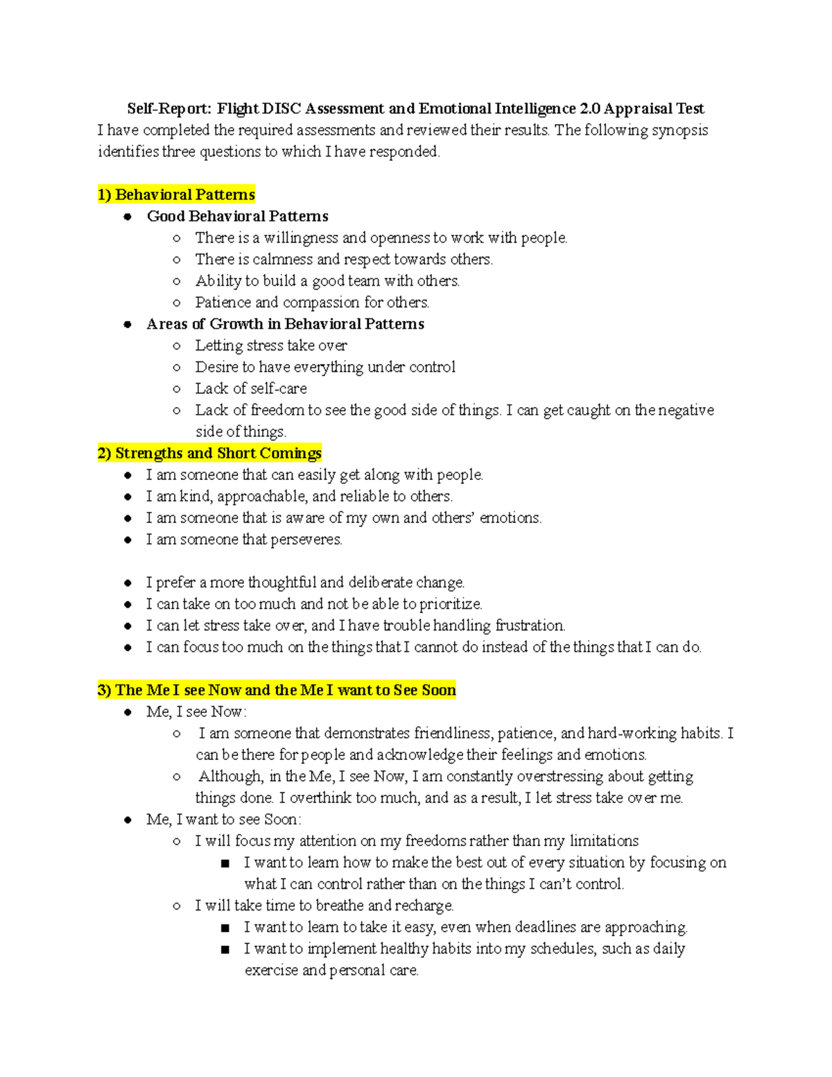 Self-Report Self adminstered - Self-Report: Flight DISC Assessment and ...