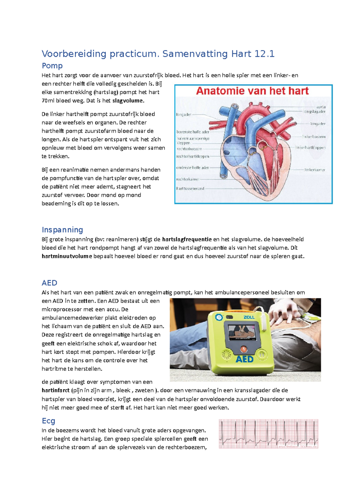 Voorbereiding practicum hart - Samenvatting Hart 12. Pomp Het hart ...