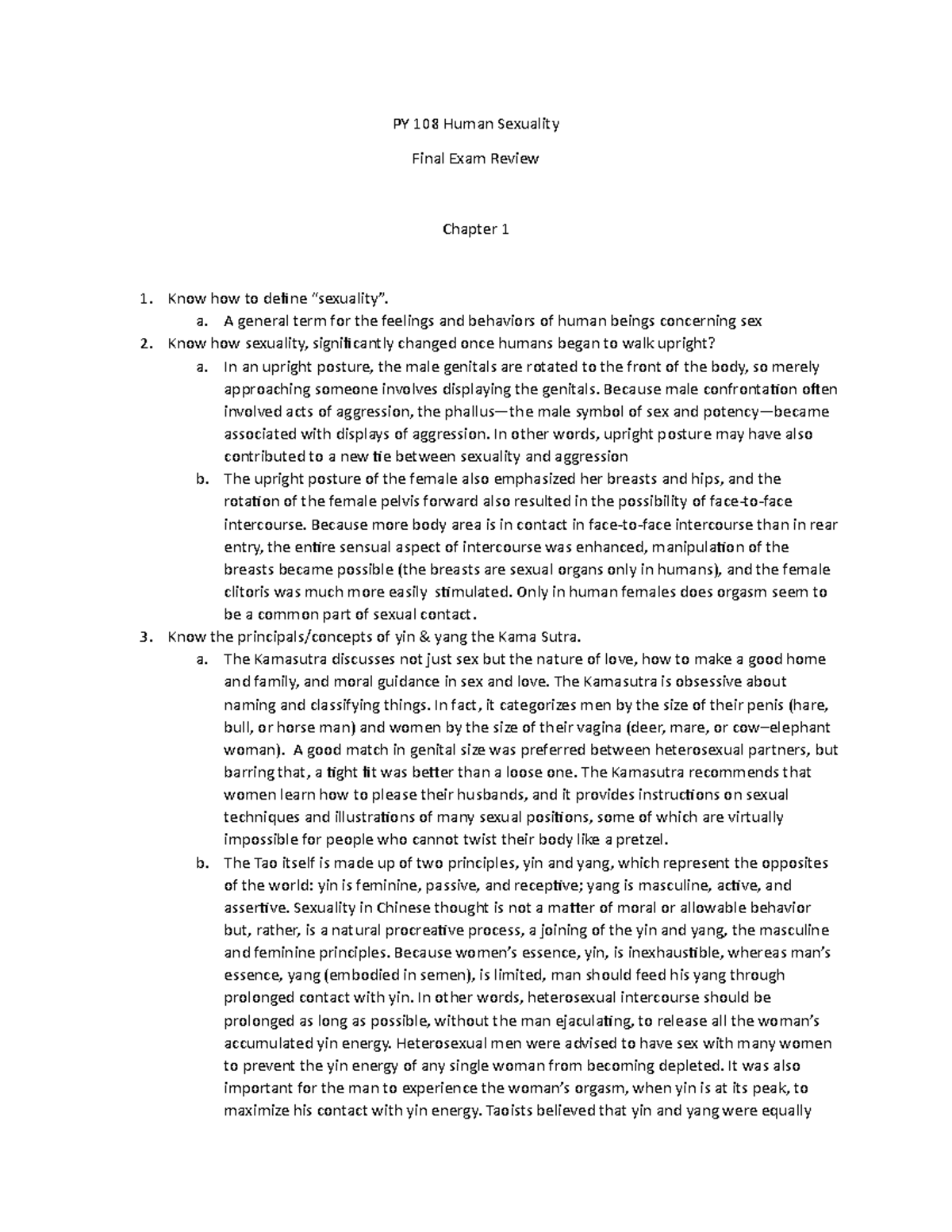 Final Exam Review (6th Edition)-1-1 - PY 108 Human Sexuality Final Exam ...