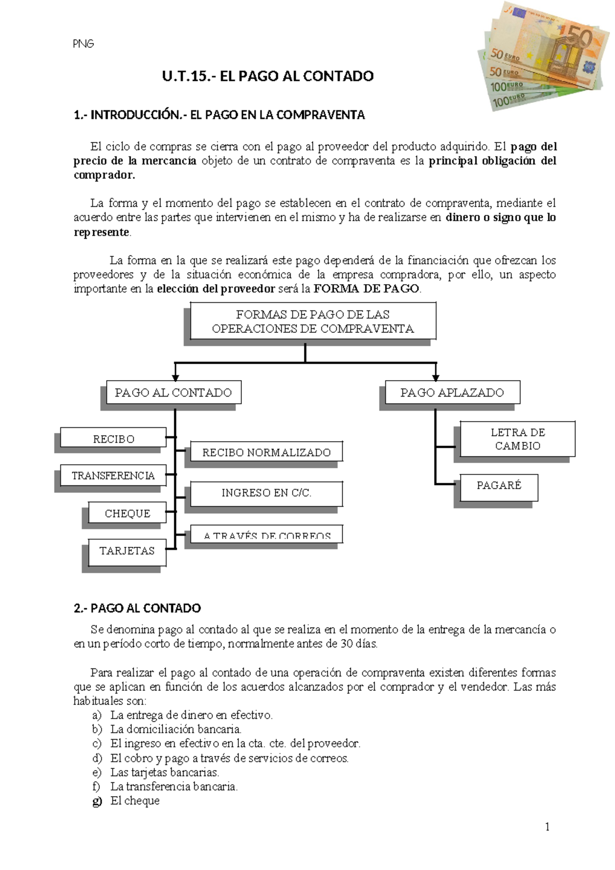 UT. 15 Resumen PAGO AL Contado - U.T.- EL PAGO AL CONTADO 1 ...