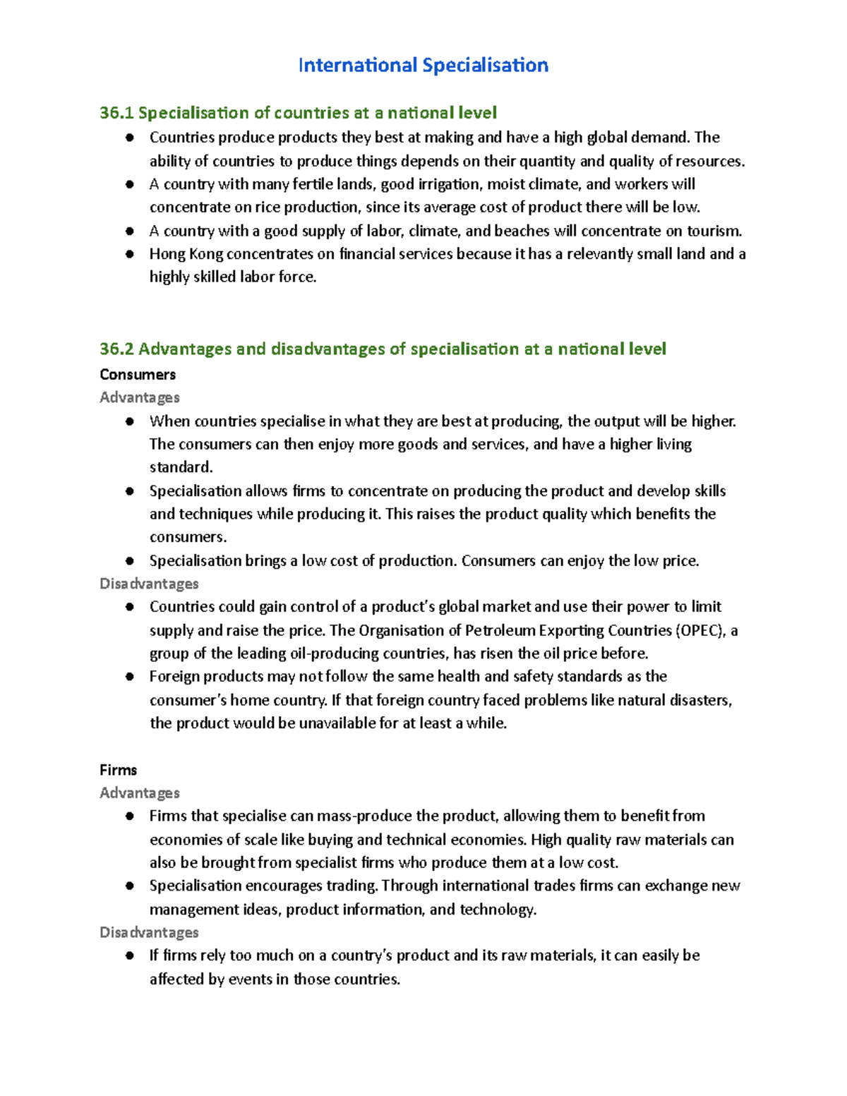 Chapter 36 - International specialisation - International ...