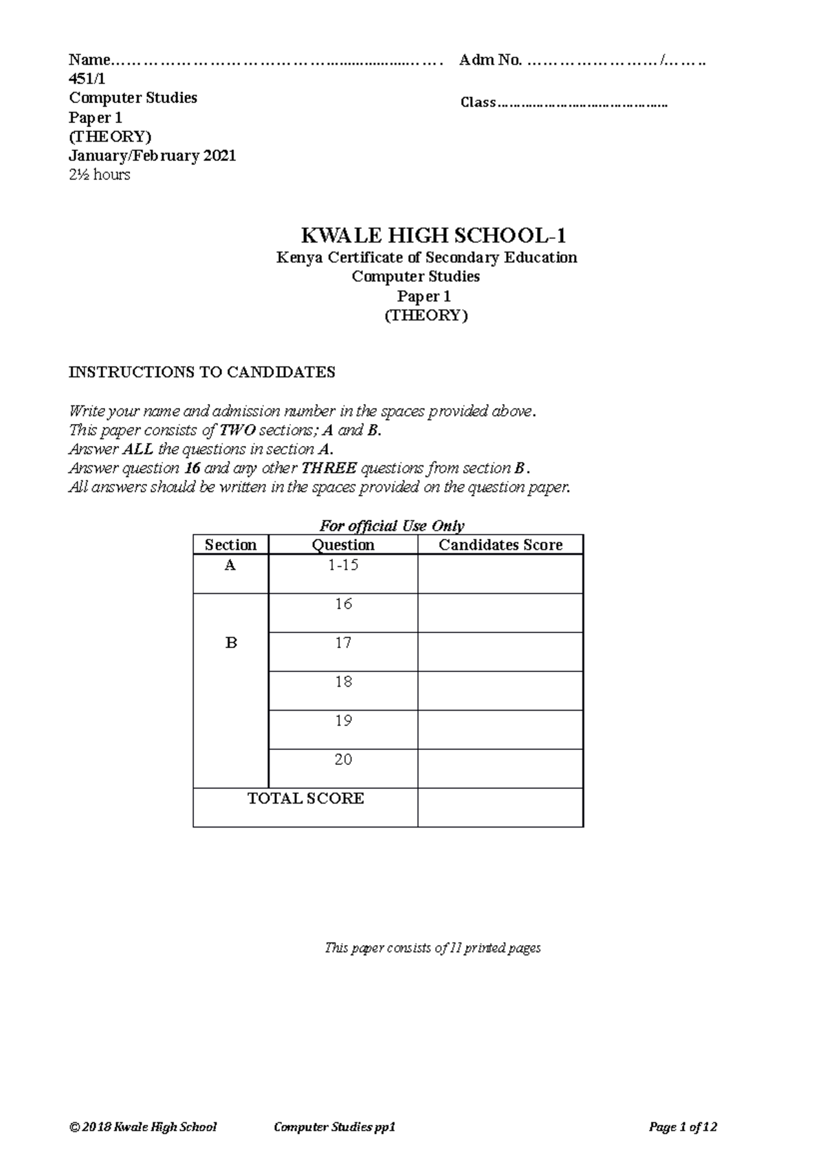 COMP FORM 41 - NONE - Name