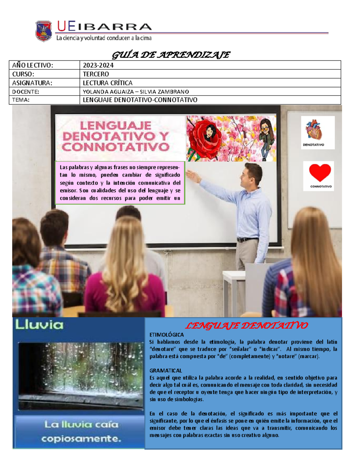GUÍA Lectura 2DO Trimestre SEM 3 - GUÍA DE APRENDIZAJE AÑO LECTIVO: 2023- CURSO: TERCERO ...