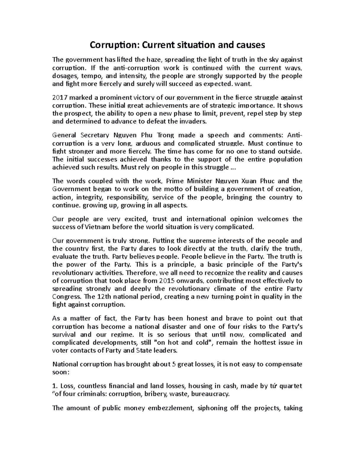 Corruption: Current situation and causes - If the anti-corruption work ...