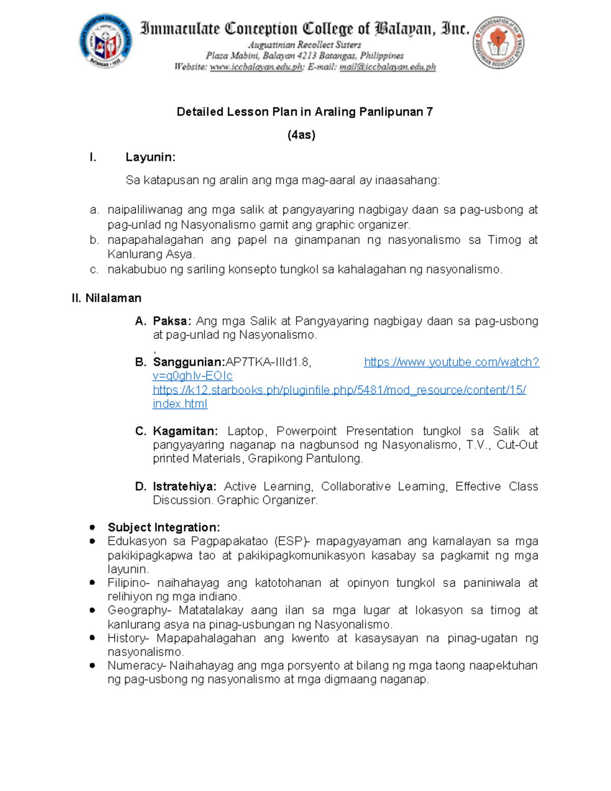 Capacia Niel Ivan A - ggxgfkj - Detailed Lesson Plan in Araling ...