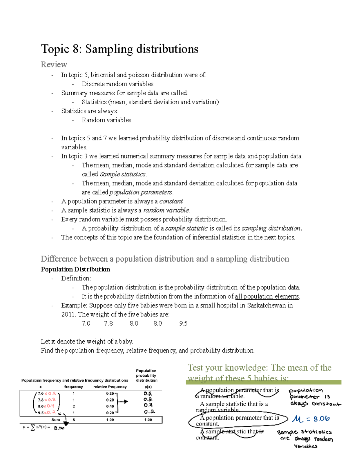 PLSC 214 Topic 8 - Topic 8: Sampling distributions Review In topic 5, binomial and poisson - Studocu