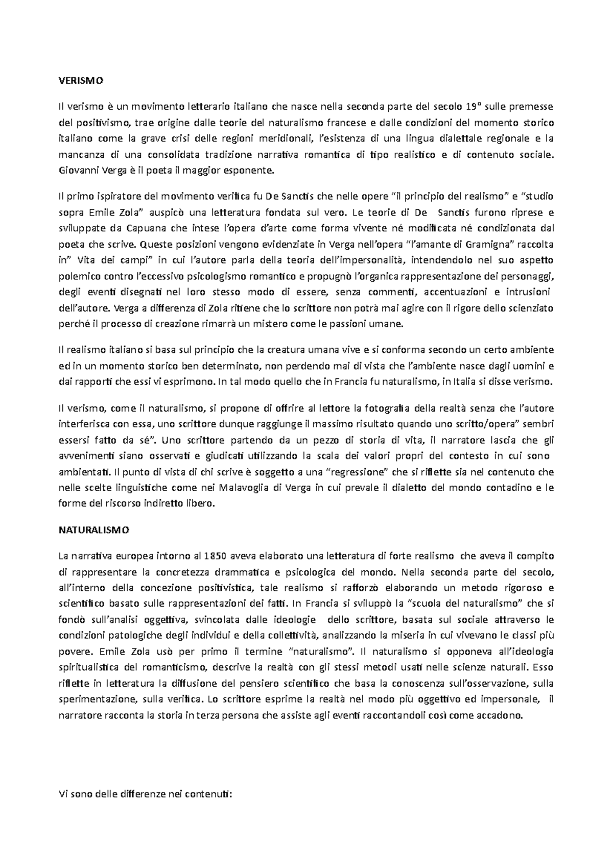 Verga - VERISMO Il verismo è un movimento letterario italiano che nasce nella seconda parte del ...