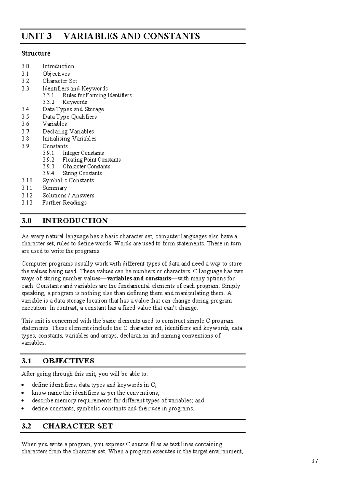 Unit-3 variables and constans - Variables and UNIT 3 VARIABLES AND CONSTANTS Constants Structure ...