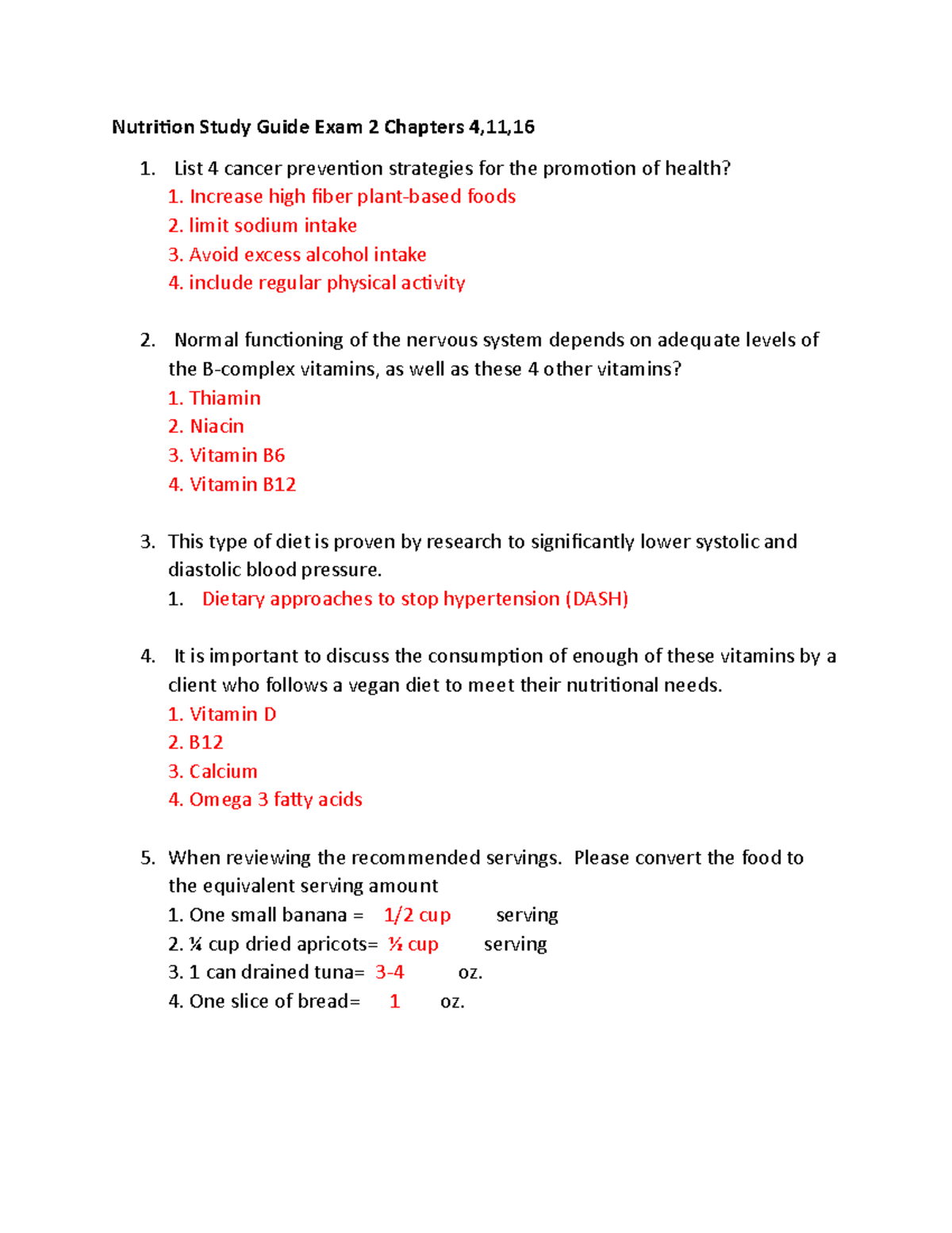 Nutrition Study Guide Exam Two - Dietary approaches to stop ...