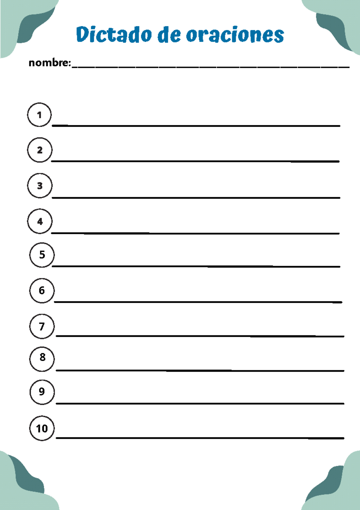 Formato de dictado de oraciones - Trastornos del lenguaje y la ...