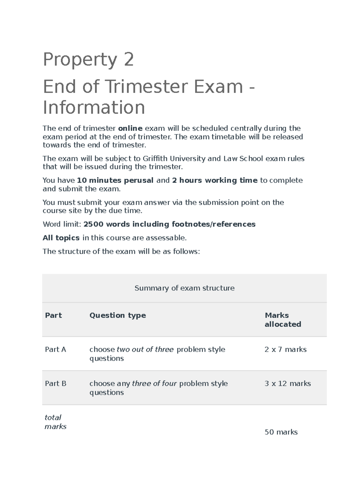 Property 2 exam - propety 2 exam info - Property 2 End of Trimester ...