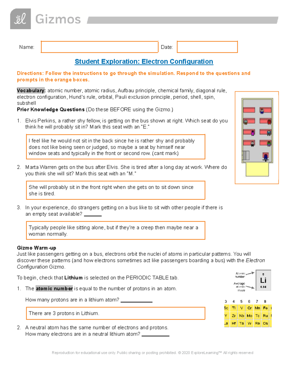 Candlish Electron Configuration SE - Name: Date: Student Exploration ...