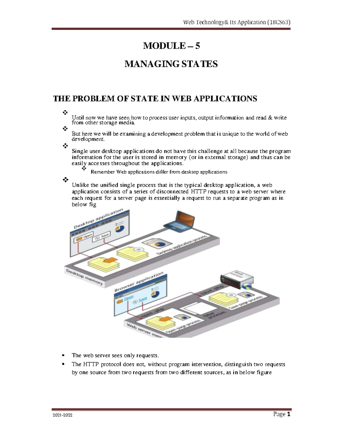 Module 5 - MODULE 5 MANAGING STATES THE PROBLEM OF STATE IN WEB ...