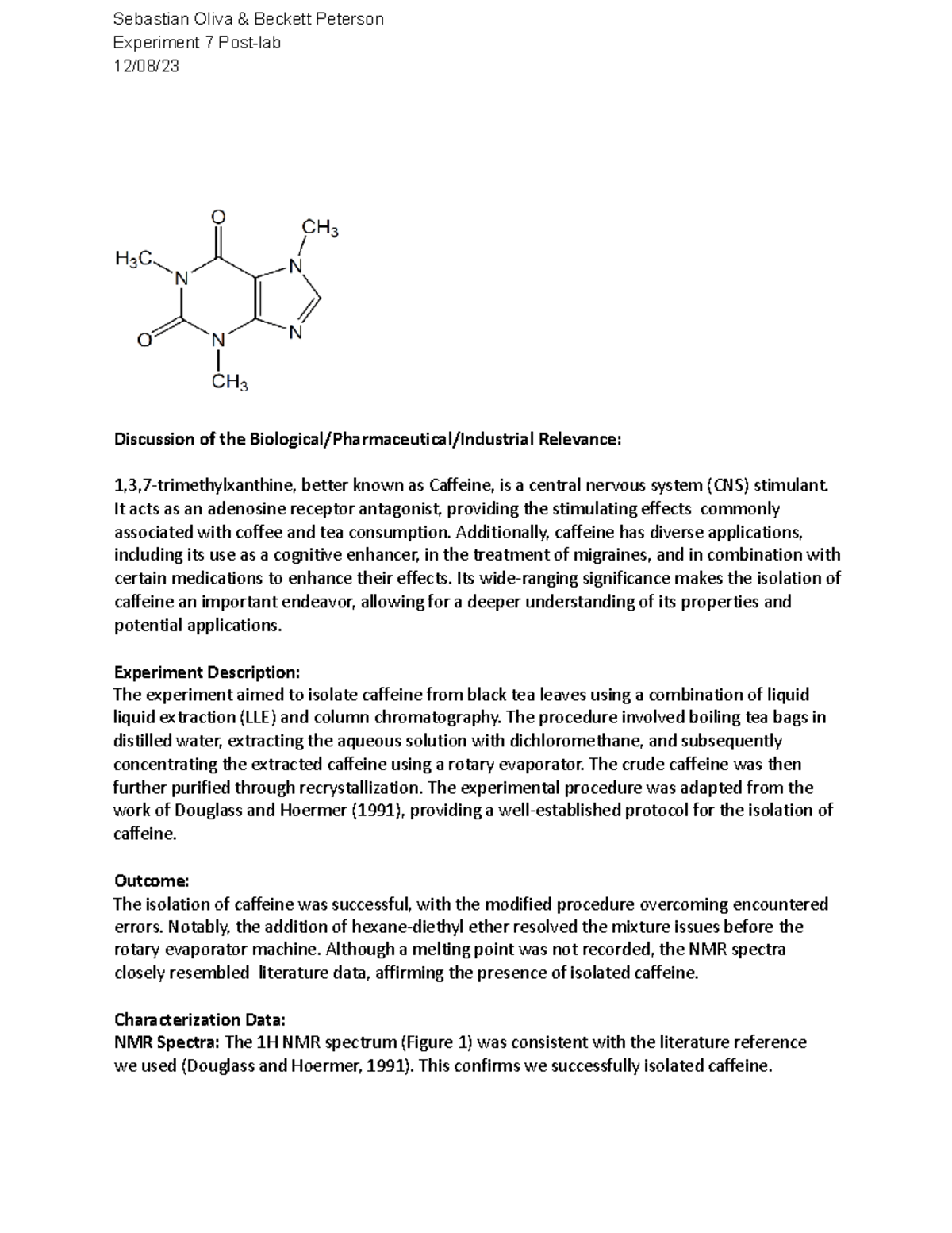 Expierement #7 - Post Lab - Experiment 7 Post-lab 12/08/ Discussion of ...