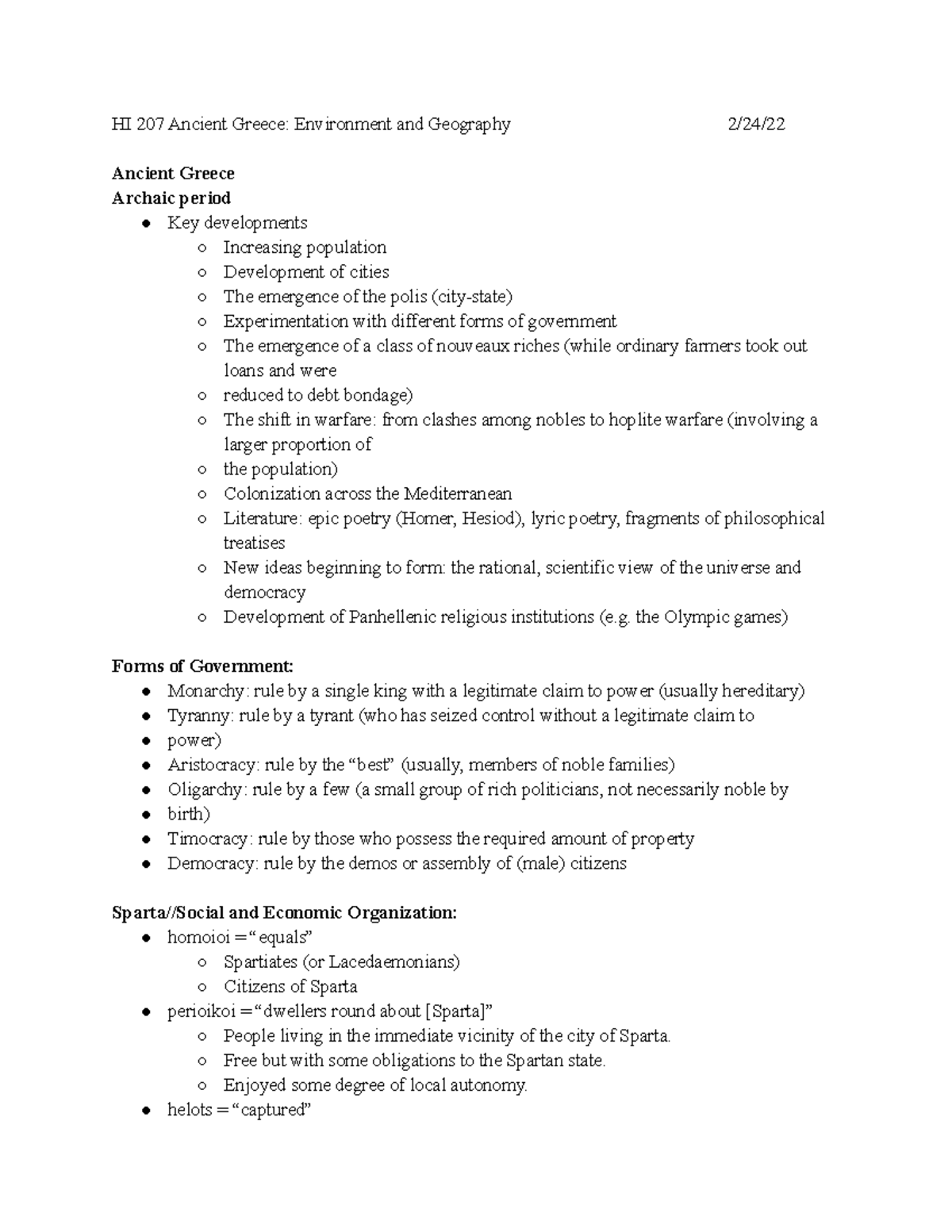 UNIT 2 HI 207 Ancient Greece - HI 207 Ancient Greece: Environment and ...