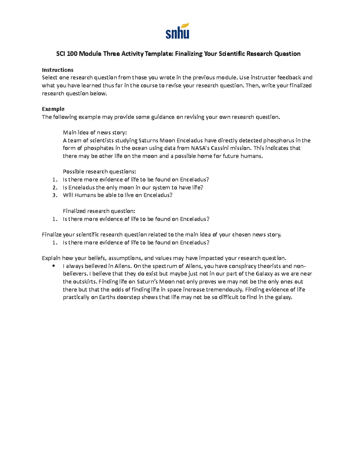 Module Three Activity - Langley - SCI 100 Module Three Activity ...