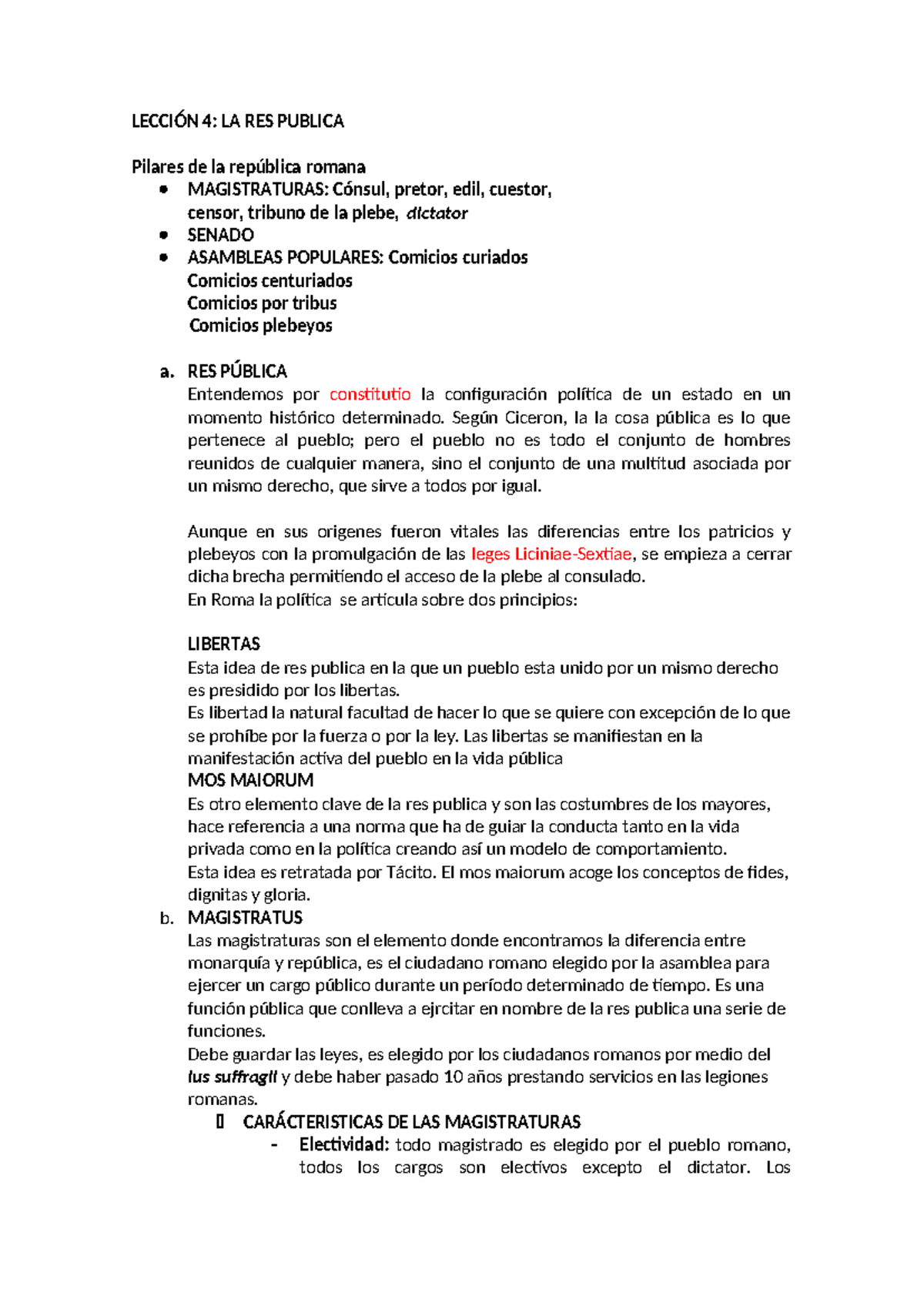 LeccióN 4 - apuntes romano - LECCIÓN 4: LA RES PUBLICA Pilares de la ...