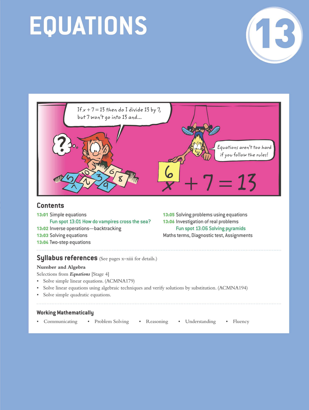 Ch 13 Equations - ... - Contents If x + 7=13 tJ-,en do I divide 13 by 7 ...