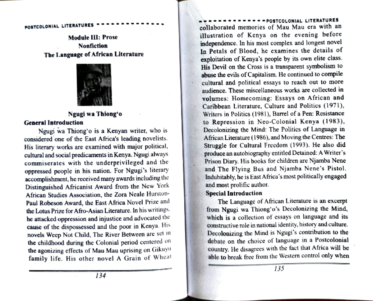 Module 3 - A TEXT WITH GUIDE TO POSTCOLONIAL LITERATURE- SEM 5 - The ...