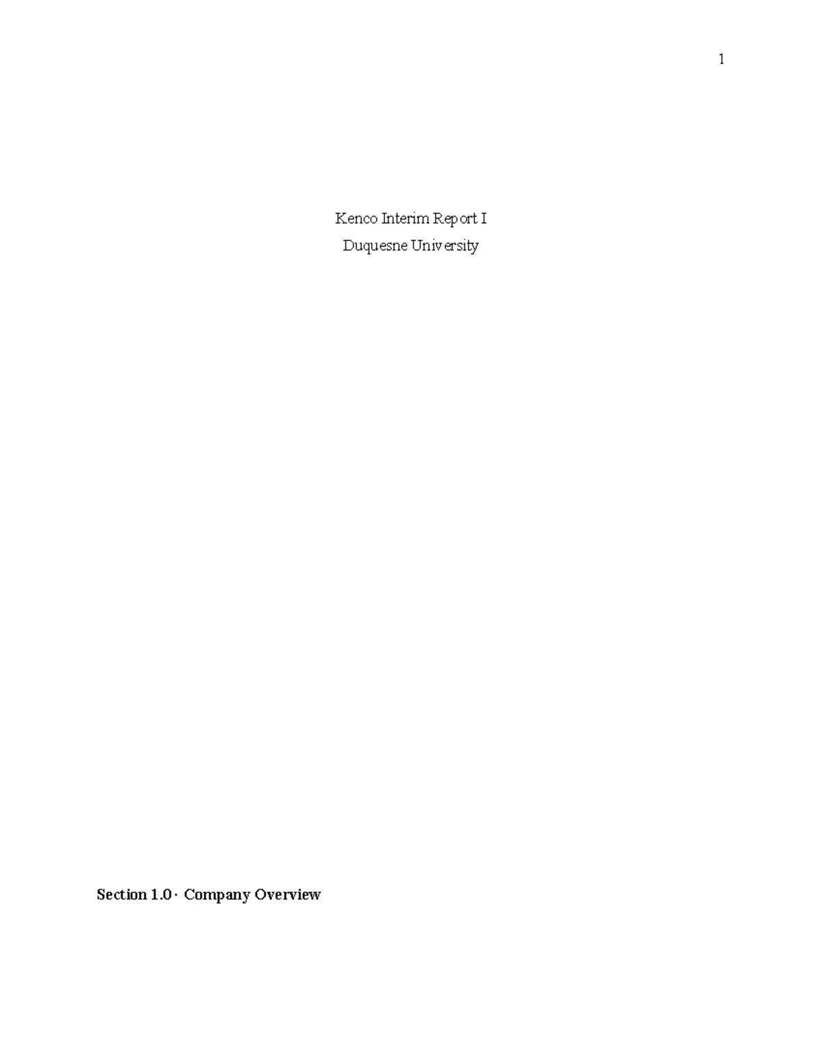 Interim Report - Grade: A - Kenco Interim Report I Duquesne University ...