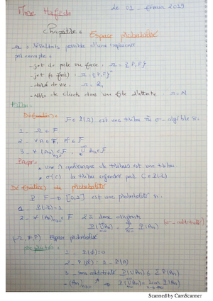 Probabilites discretes schema resume 1 - Définition Ω : l’univers ...