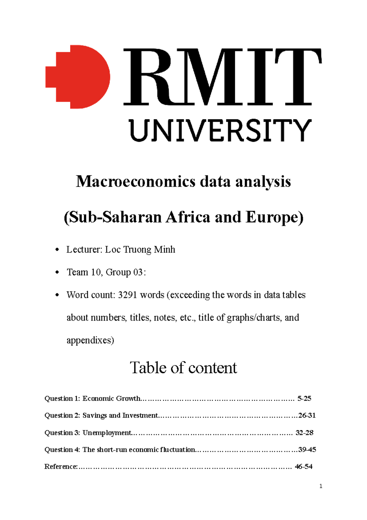 ECON 1192-Team 10 Group 03-Group assignment-Macroeconomics data analysis - Macroeconomics data ...