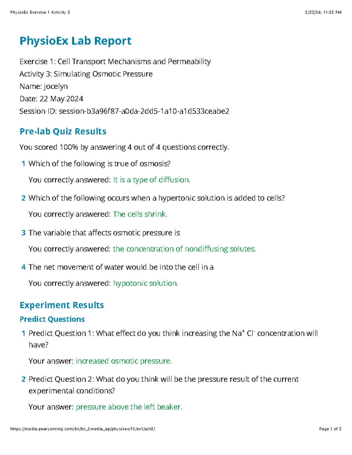 Physio Ex Exercise 1 Activity 3 - PhysioEx Lab Report Exercise 1 : Cell ...