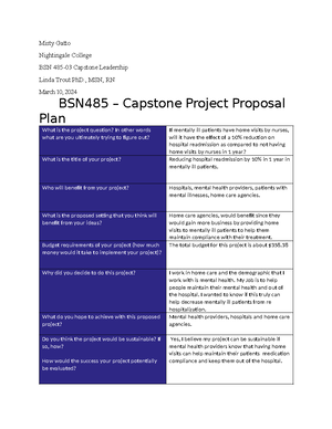 BSN355 Capstone Project Proposal timely communication - BSN355 Capstone ...
