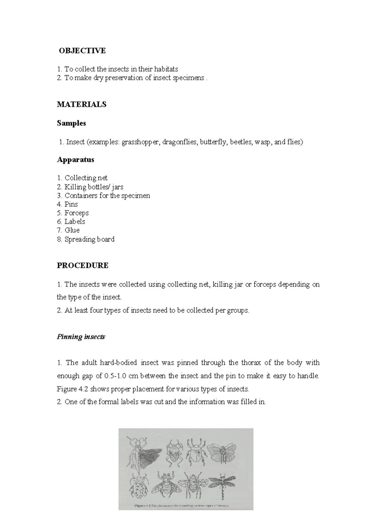 BIO302 EXP4.2 Objec+ Material+ Procedure - OBJECTIVE 1. To collect the ...