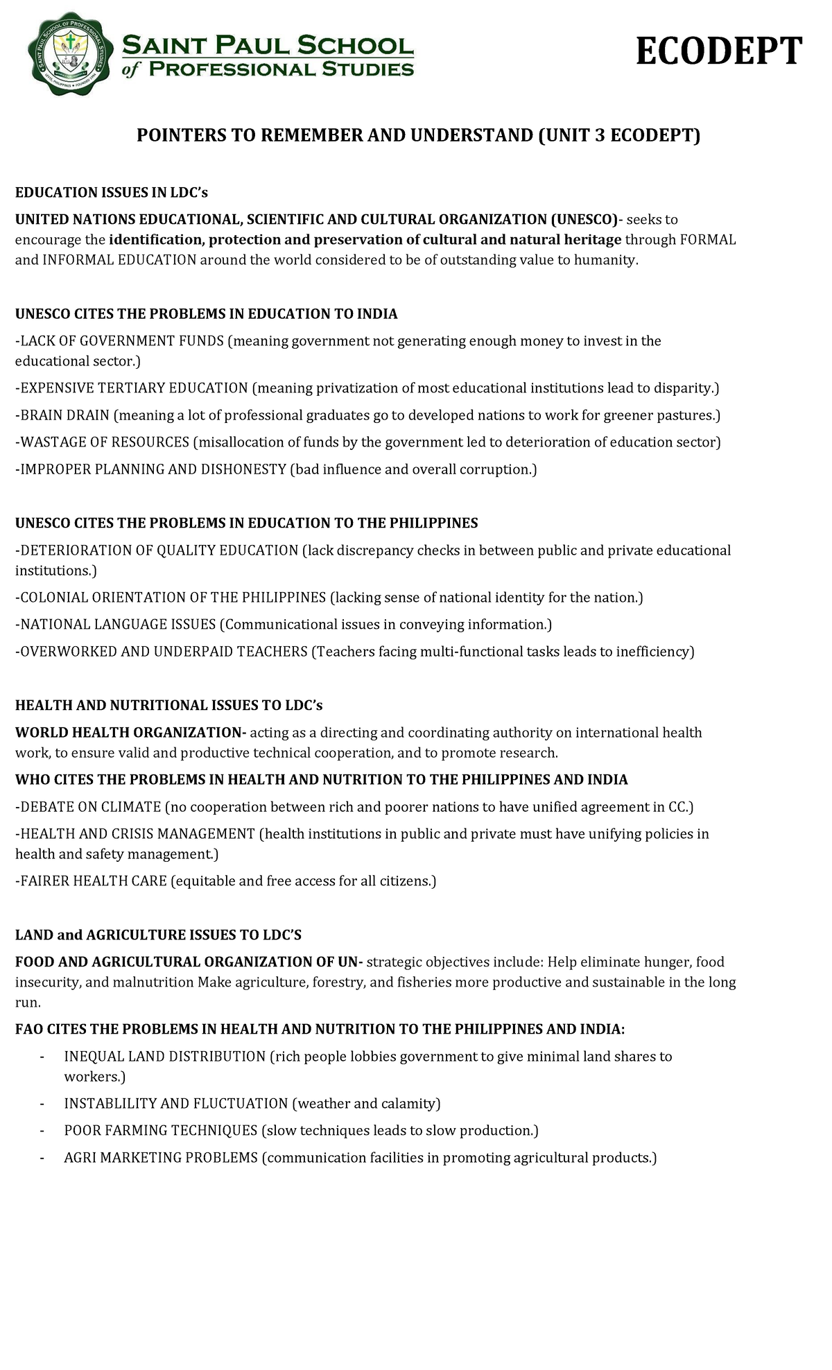 Unit 1- economic growth & economic development Pointers - ECODEPT ...