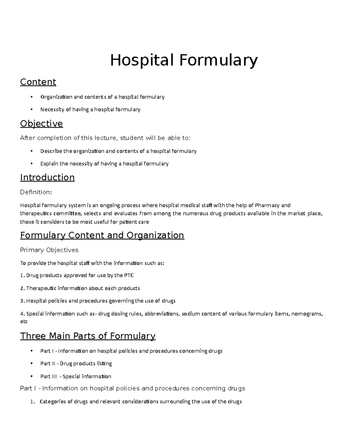 Chapter - 7 Hospital Formulary - Hospital Formulary Content ...