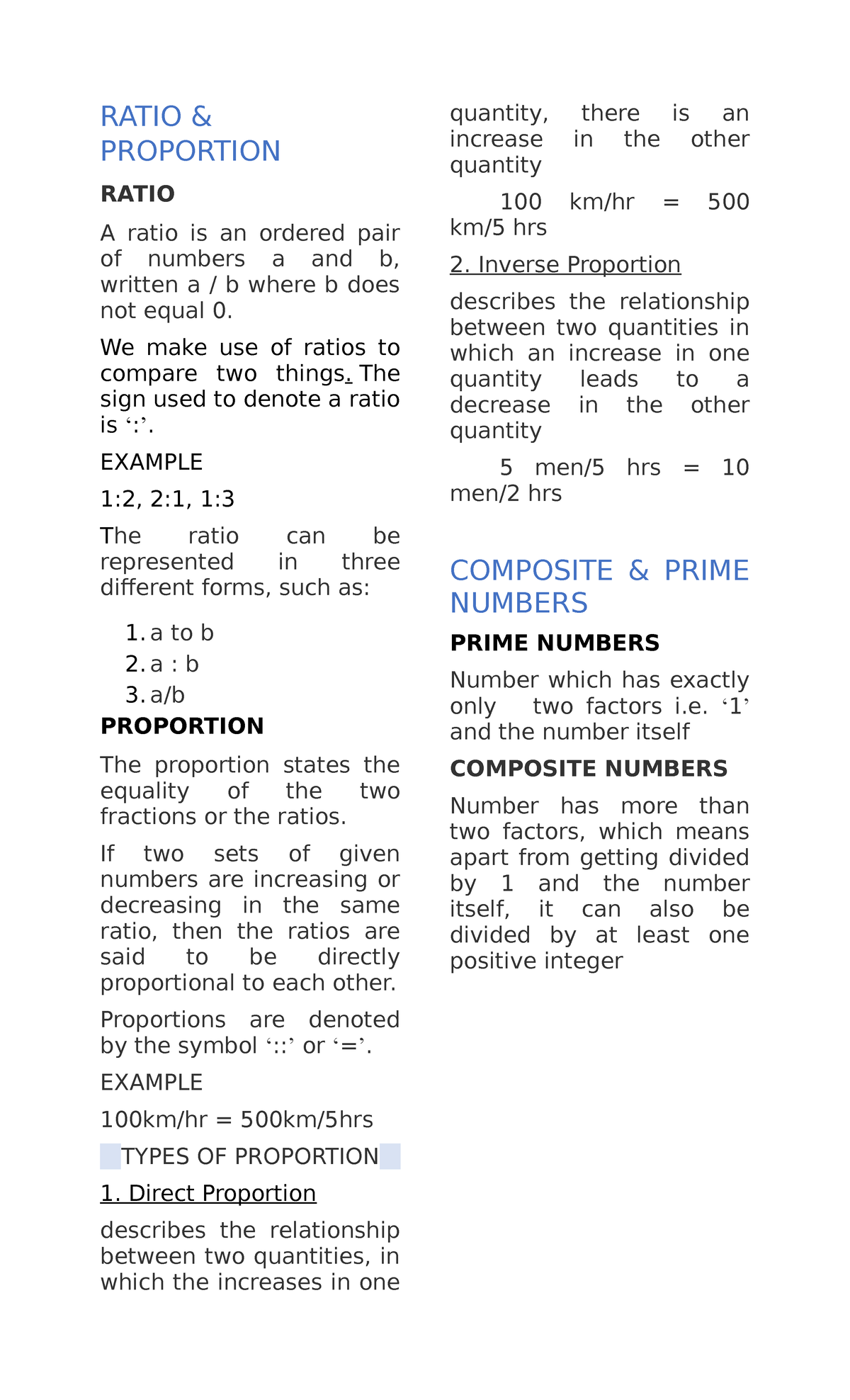 Ratio - RATIO & PROPORTION RATIO A ratio is an ordered pair of numbers ...