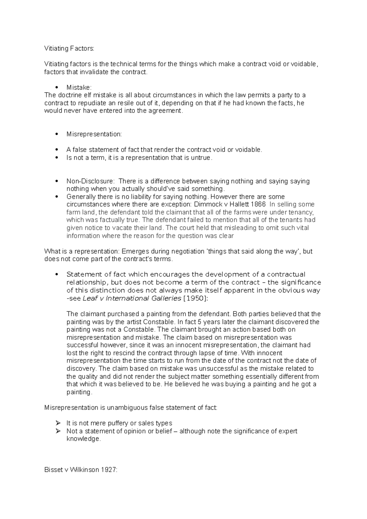 Vitiating factors revision - Vitiating Factors: Vitiating factors is ...