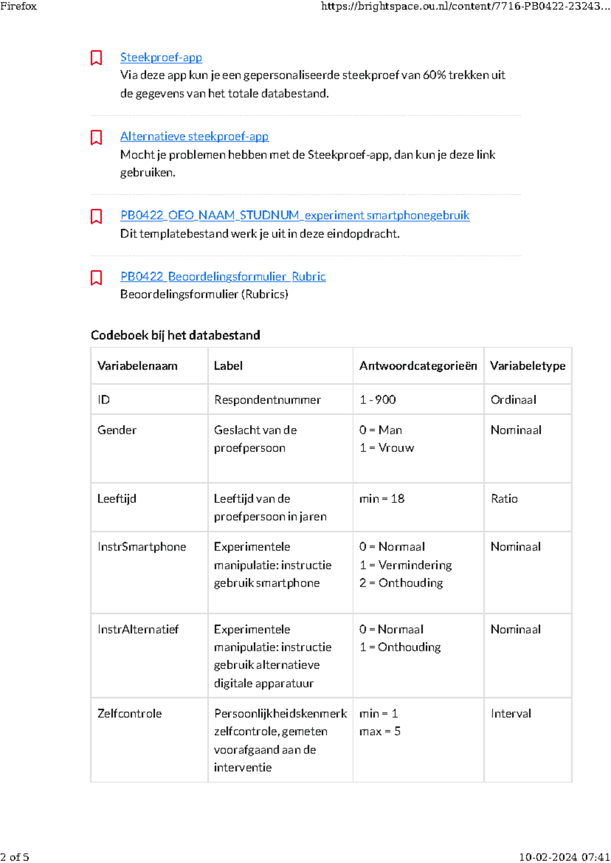 Codebooking of college - Codeboek bij het databestand Variabelenaam Label Antwoordcategorieën ...