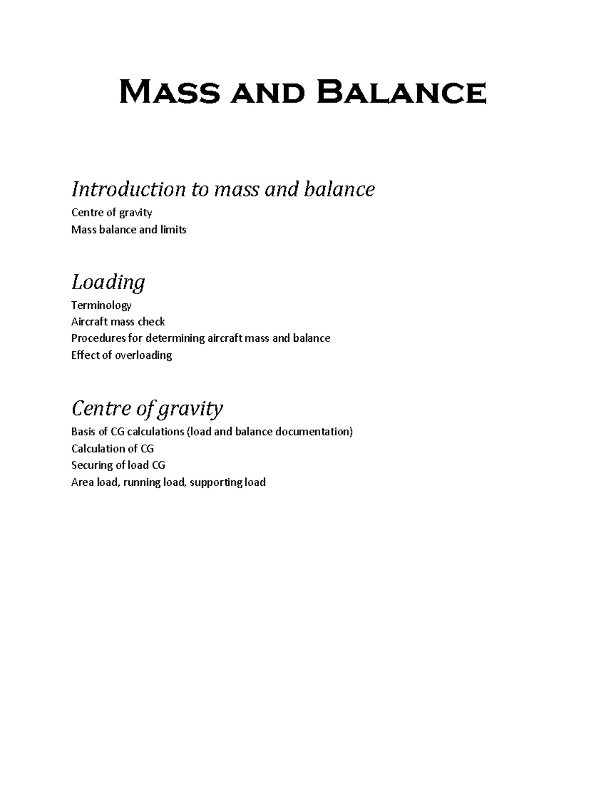 Mass-and-Balance - amt - Mass and Balance Introduction to mass and ...