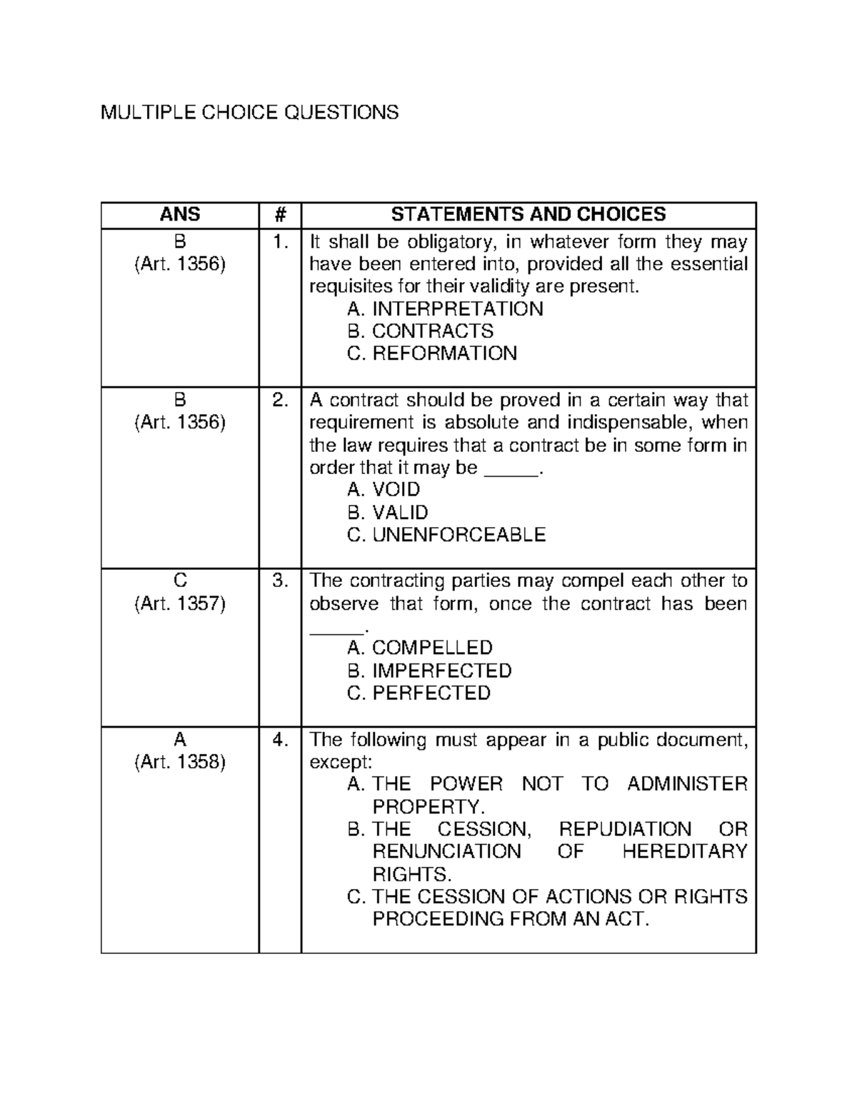 MCQs Bsslaw 1 Chapter 8 - For References and Self-Study - MULTIPLE ...
