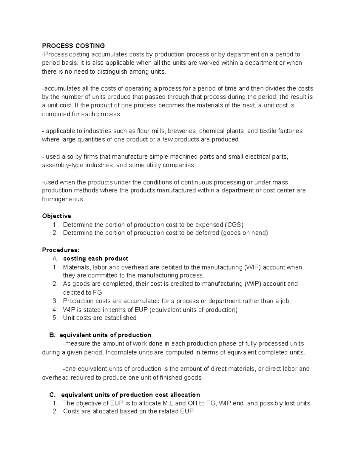 Process-Costing - Accounting - PROCESS COSTING -Process costing ...