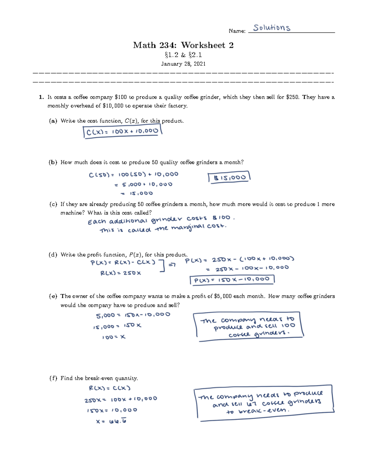 Solutions - Math 234 SP21 Disc W 1 WS2 - Name: Math 234: Worksheet 2 §1 ...