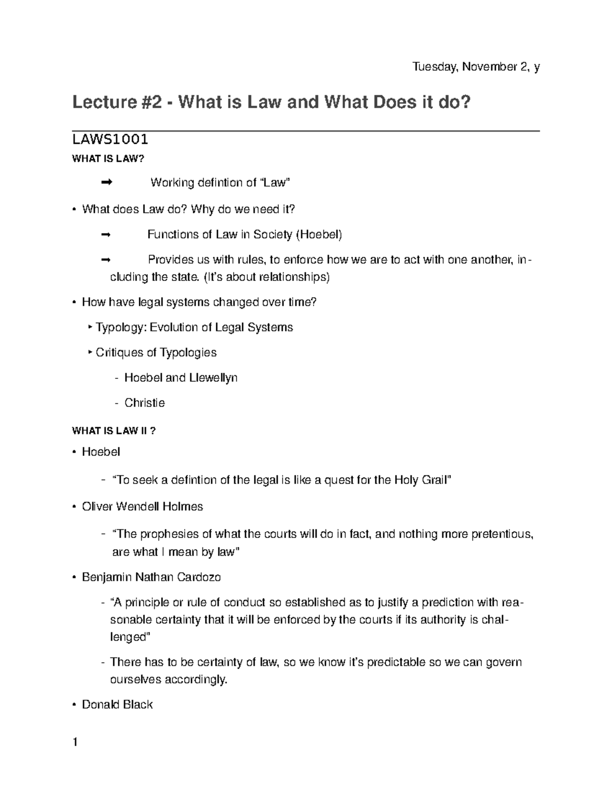 LEC 2 - What is Law and What does it do - Lecture #2 - What is Law and ...