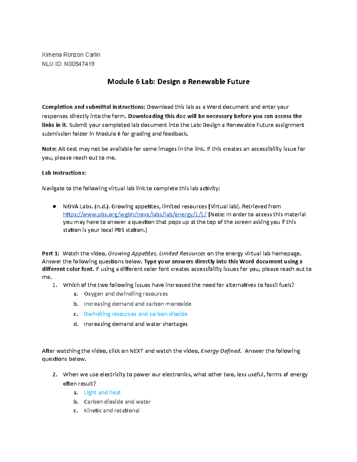 Module 6 Design a Renewable Future - Ximena Ronzon Carlin NLU ID: N ...