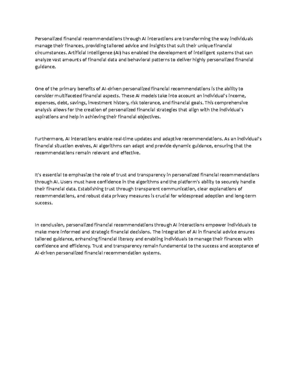 Personalized financial recommendations through AI interactions are ...