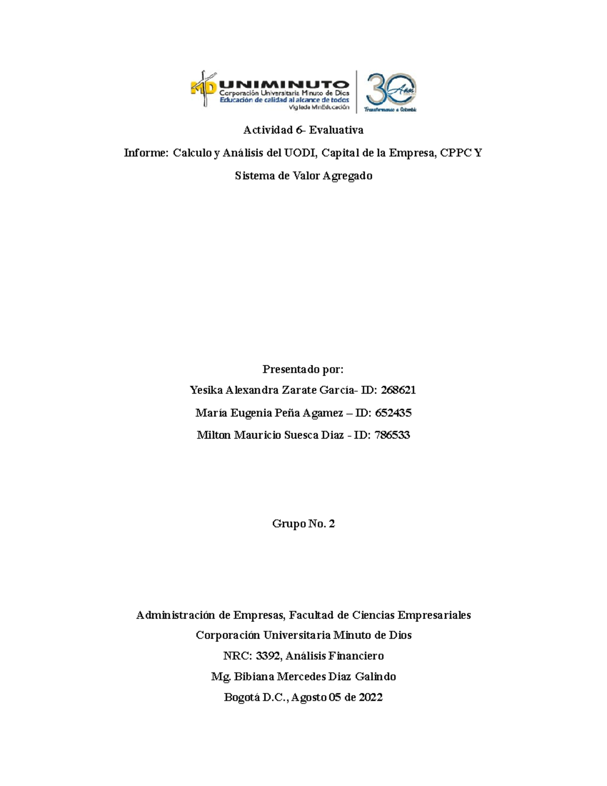 Actividad 6-Infome-Calculo y Analisis del UODI-Capital de las Empresas ...